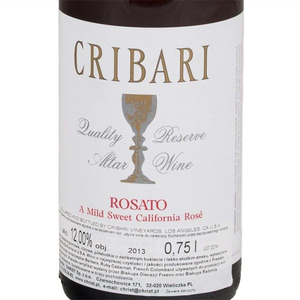 CRIBARI ROSATO (różowe) - Sklep WszystkoDlaParafii.pl